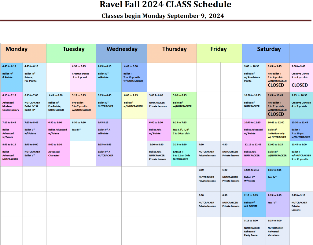 Schedule & Fees – Raveldance